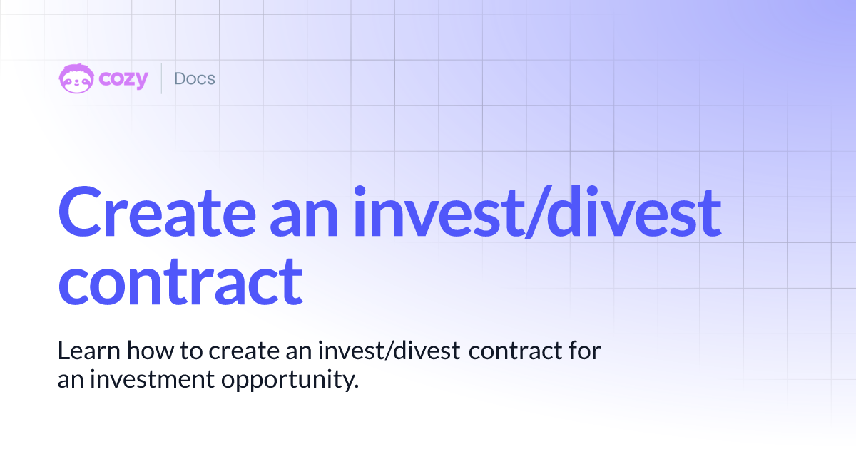 Create an invest/divest contract | Cozy Documentation